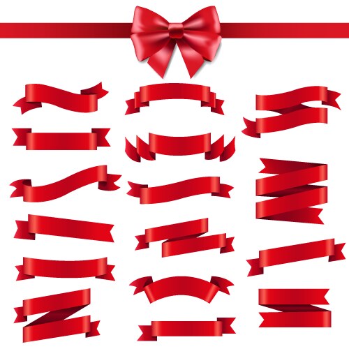 Red ribbon bow set Royalty Free Vector Image - VectorStock