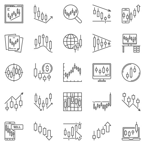 Candlestick chart colored icons set crypto Vector Image