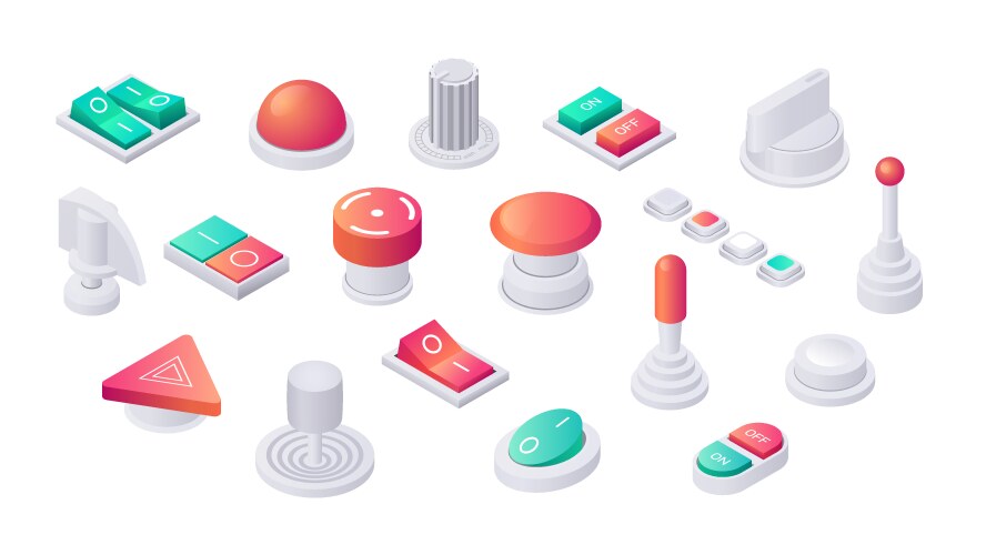 Gray interface buttons and sliders 3d set of ui Vector Image
