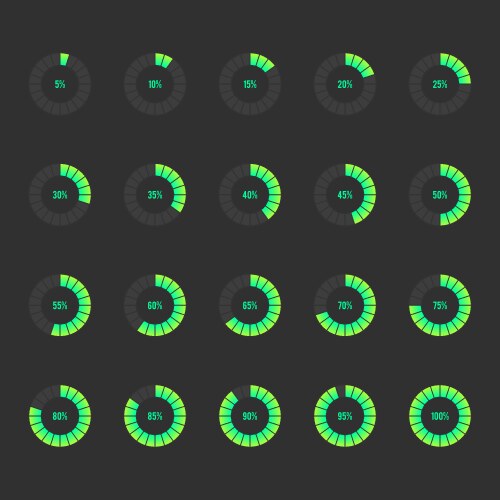 Loading progress status bar icons hud interface Vector Image