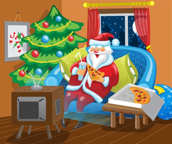Santa Watching TV (20894592) – Royalty-Free Vector | VectorStock