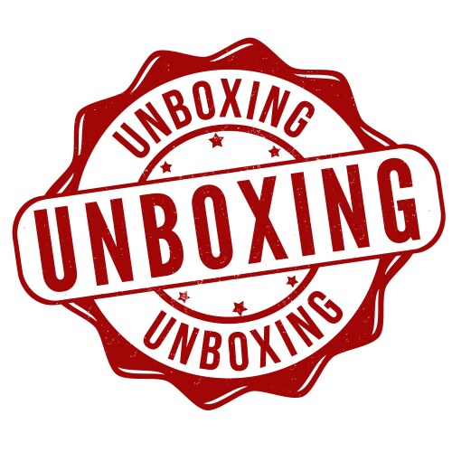 Unboxing sign or stamp Royalty Free Vector Image