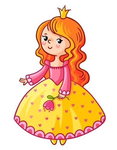 Cartoon princess with hearts isolated on a white Vector Image