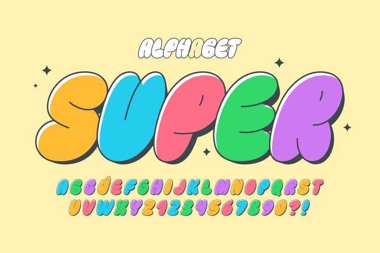 Fat bubble alphabet Royalty Free Vector Image - VectorStock