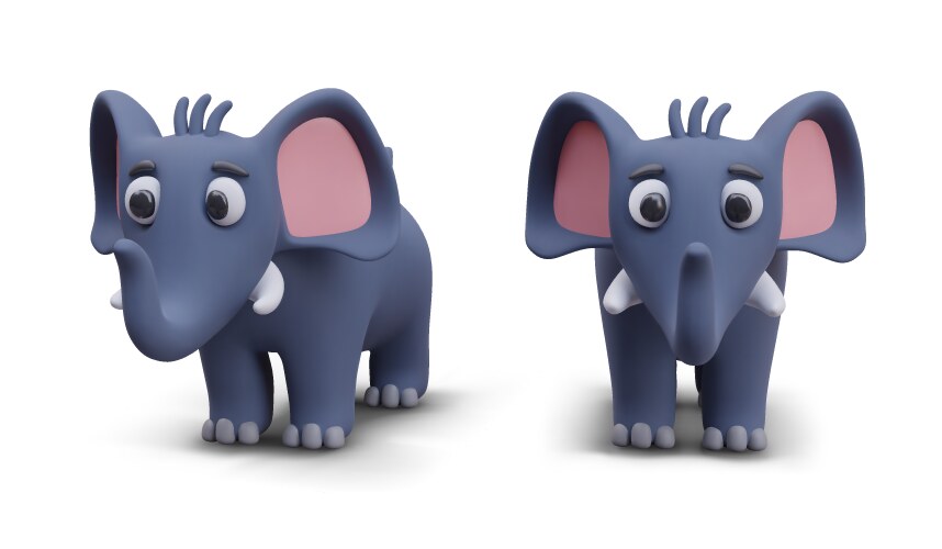 Funny elephant with raised trunk side view 3d Vector Image