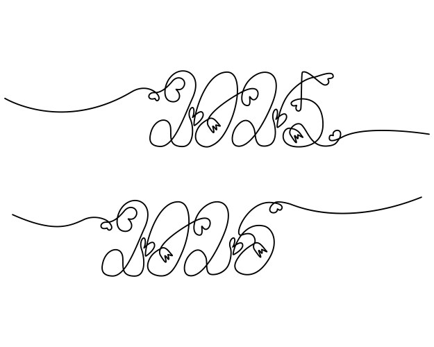 2025 hand drawn continuous line lettering Vector Image