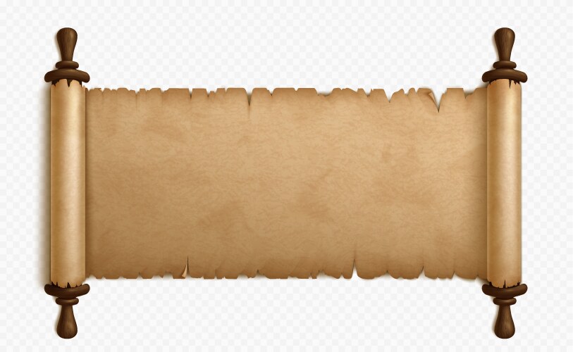 Realistic open parchment scroll on transparent Vector Image