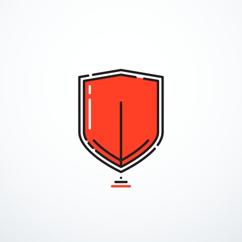 Gold and red shield icon Royalty Free Vector Image