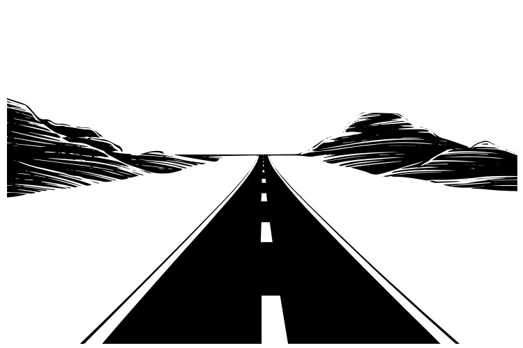 Simple road hand drawn ink sketch highway Vector Image
