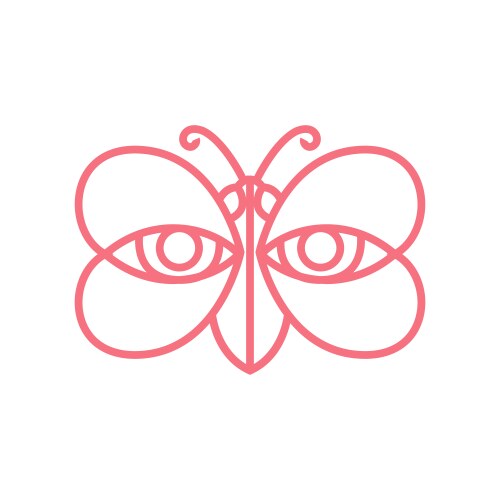 Cute pink butterfly line logo design Royalty Free Vector