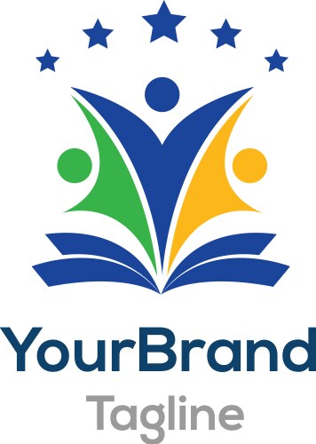 Playful book open logo templateprint Royalty Free Vector