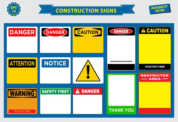 Warning danger under construction sings icons set Vector Image