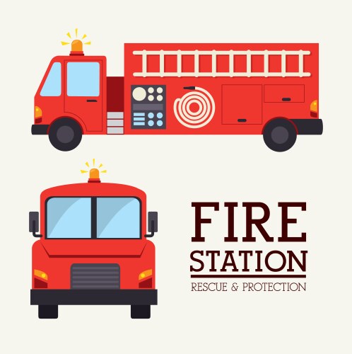 Fire engine collection with red emergency Vector Image