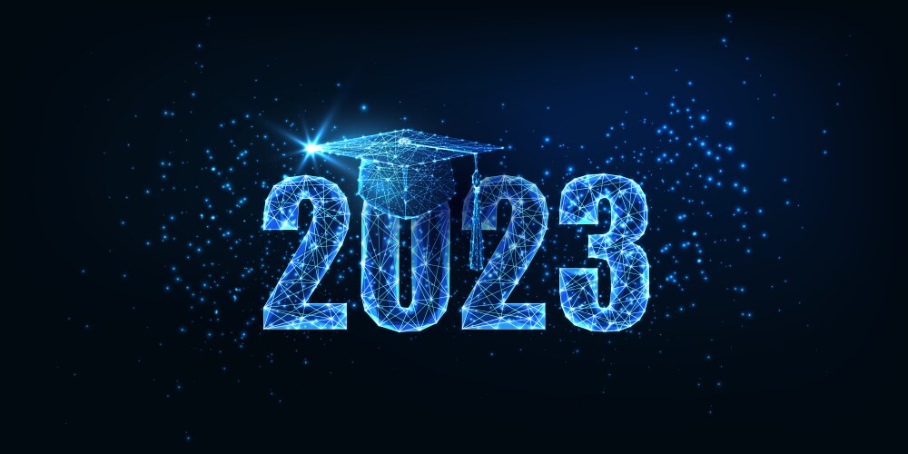 Futuristic graduation 2025 concept banner Vector Image
