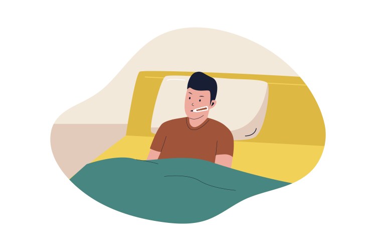 Ill Sick Man Lying in Bed Vector Images (over 580)