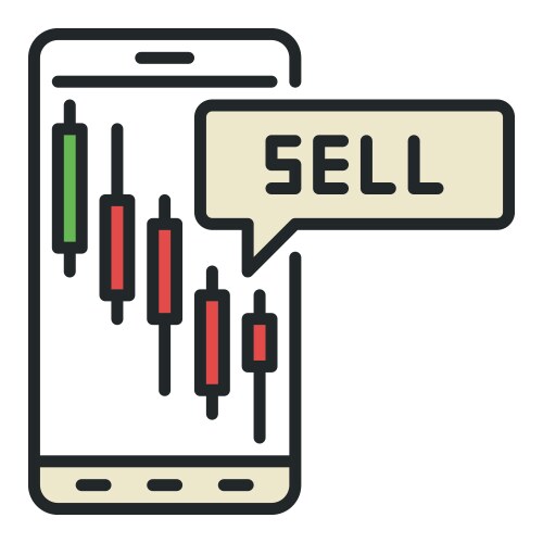 Candlestick chart on smart phone screen price Vector Image
