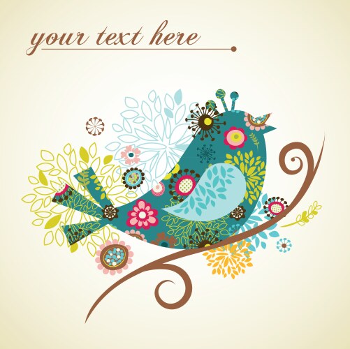 Greeting card with bird Royalty Free Vector Image