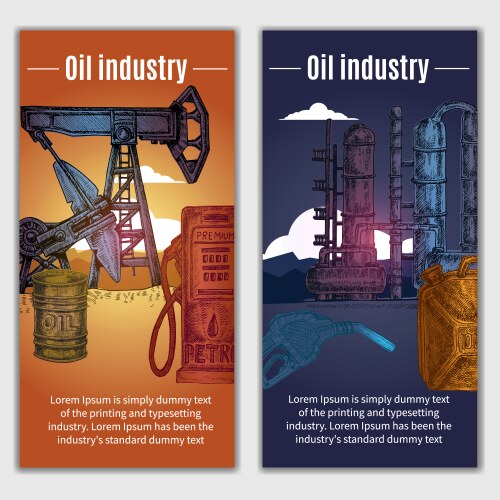 Petroleum industry horizontal banners Royalty Free Vector Petroleum industry horizontal banners Royalty Free Vector