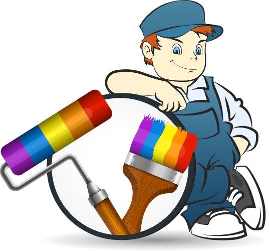 Painter with a brush Royalty Free Vector Image