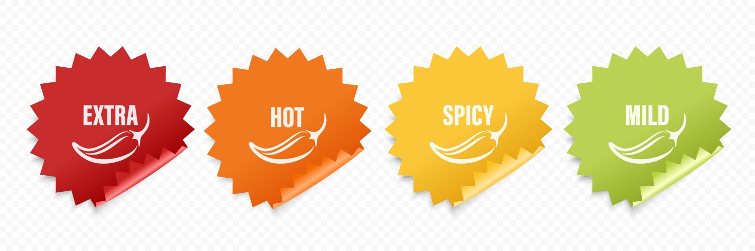 Realistic round stickers with spicy chili Vector Image