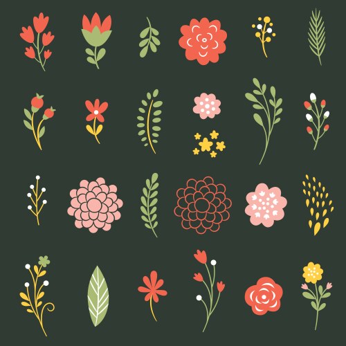 Set of leaves and plants Royalty Free Vector Image