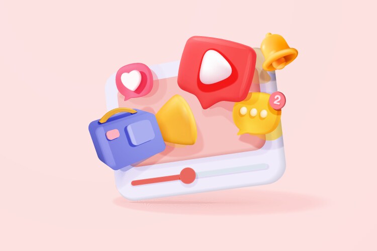 3d social media with live streaming and emotion Vector Image
