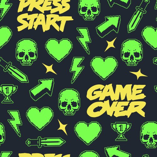 Vintage gaming seamless pattern Royalty Free Vector Image