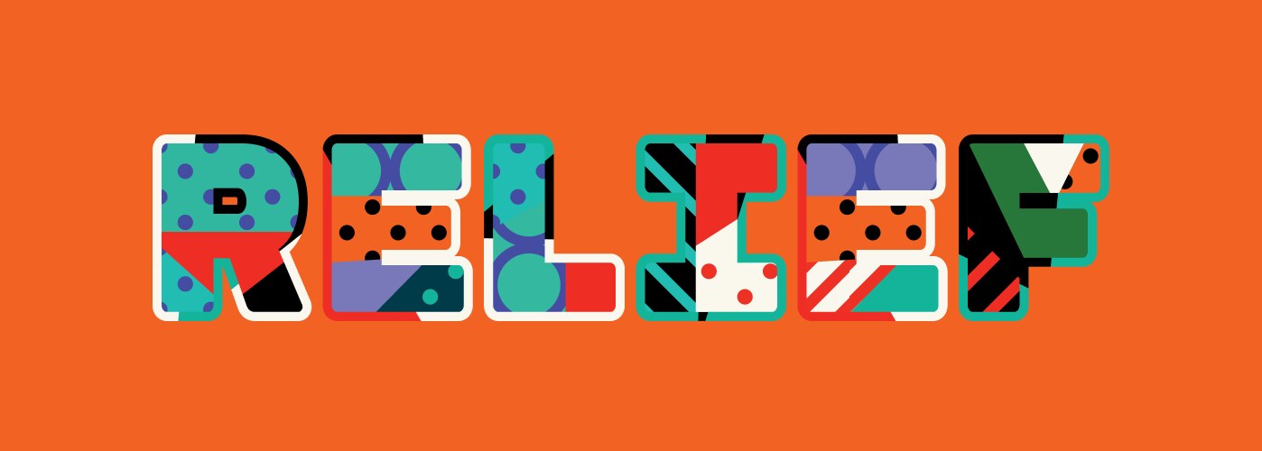 Relief concept word art Royalty Free Vector Image