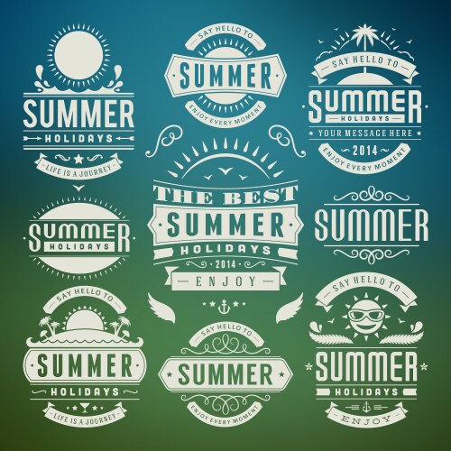 Retro summer design elements Royalty Free Vector Image