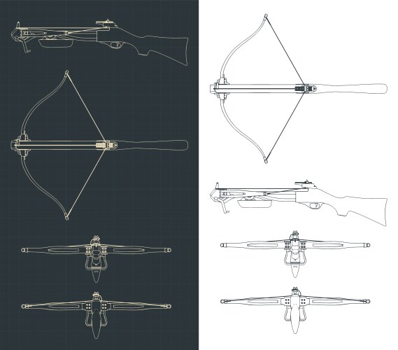 Crossbow isometric blueprints Royalty Free Vector Image