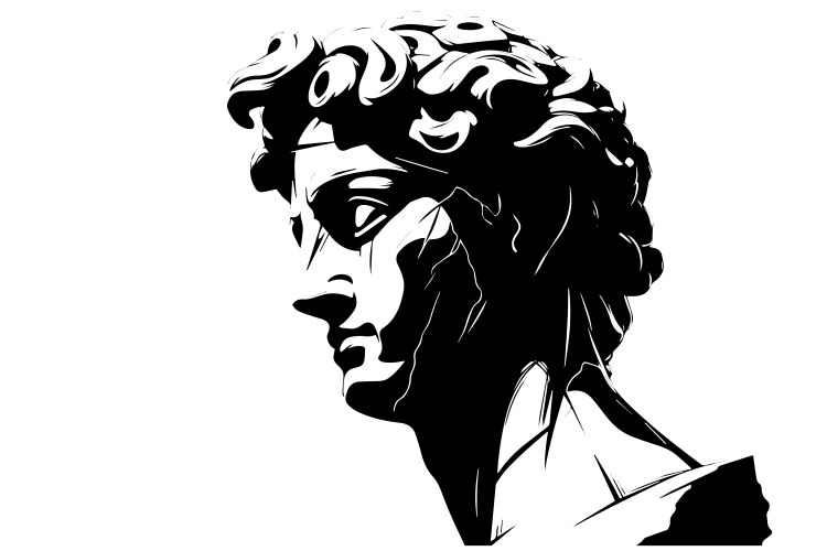Greek antique statue head etching sketch Vector Image