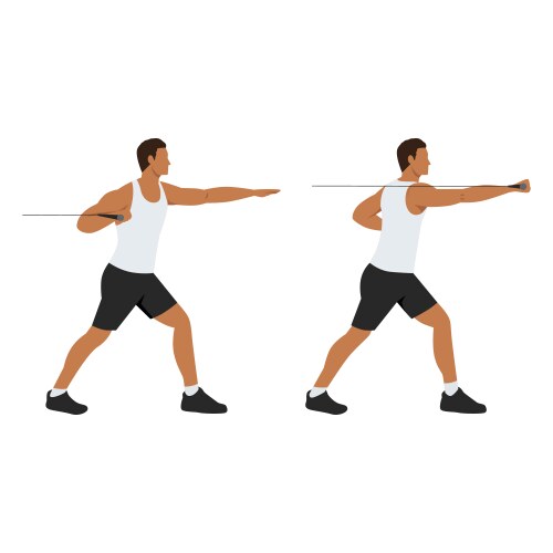 Man doing cable face pull exercise Royalty Free Vector Image