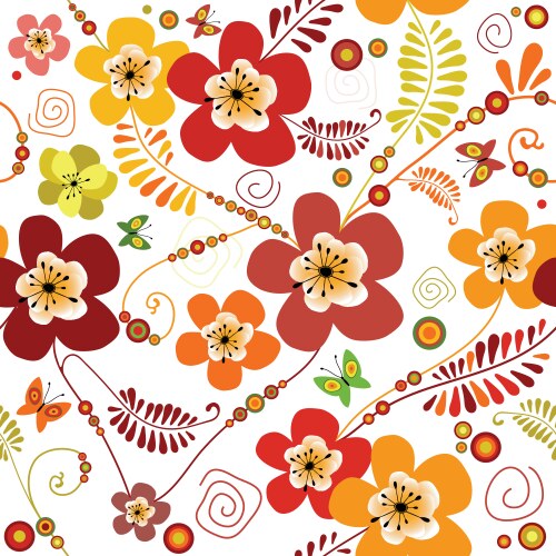 Seamless pattern floral background spring flowers Vector Image