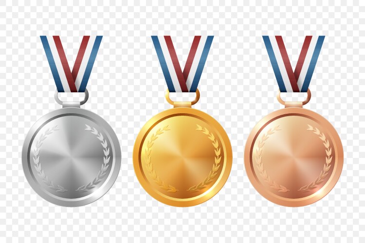 Champion gold silver and bronze medal template Vector Image