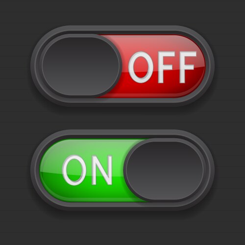 Red and green on off switch button Royalty Free Vector Image