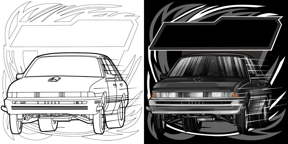 Grey drag racing car with black strip Royalty Free Vector