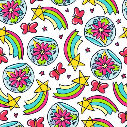 Cartoon doodles alaska seamless pattern Royalty Free Vector