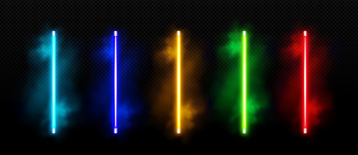 Neon lights doors set on transparent background Vector Image