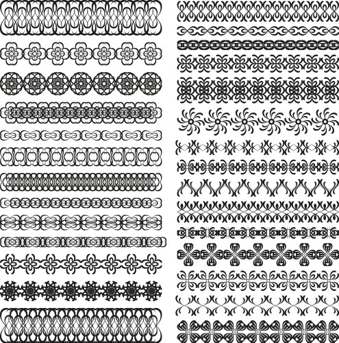 Set of white seamless borders Royalty Free Vector Image