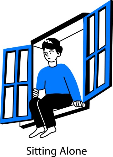 Sitting alone Royalty Free Vector Image - VectorStock