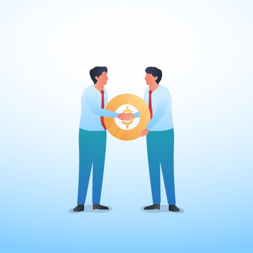 People giving speeches at the podium and stamping Vector Image