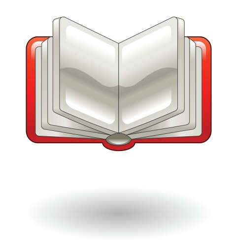 Red cartoon open book isolated on white Royalty Free Vector