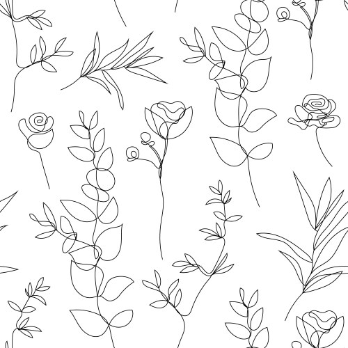 Flower rose linear seamless background Royalty Free Vector