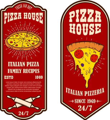 Italian pizza card templates set with traditional Vector Image