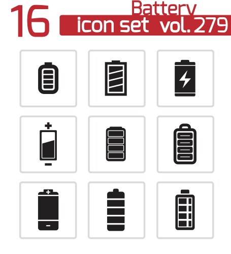 Battery charge icons set Royalty Free Vector Image