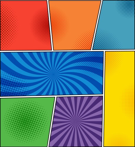 Comic book page background template with halftone Vector Image
