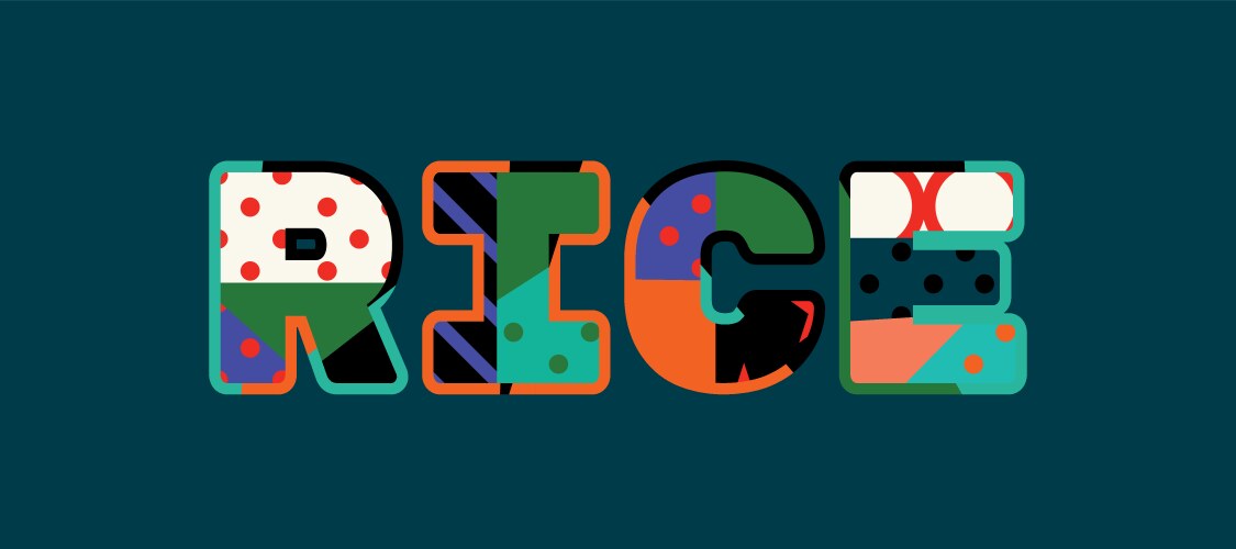 Rice concept retro colorful word art Royalty Free Vector