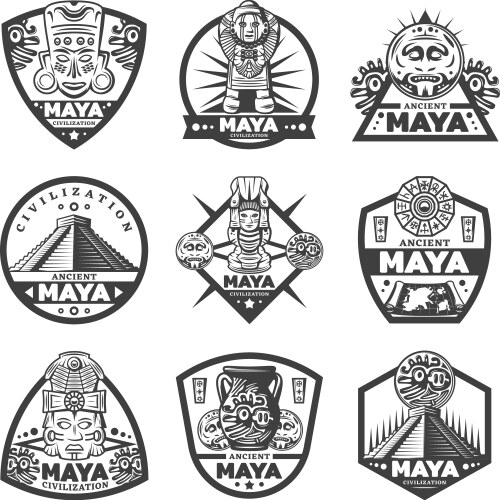 Maya glyphs writing system and language de Vector Image