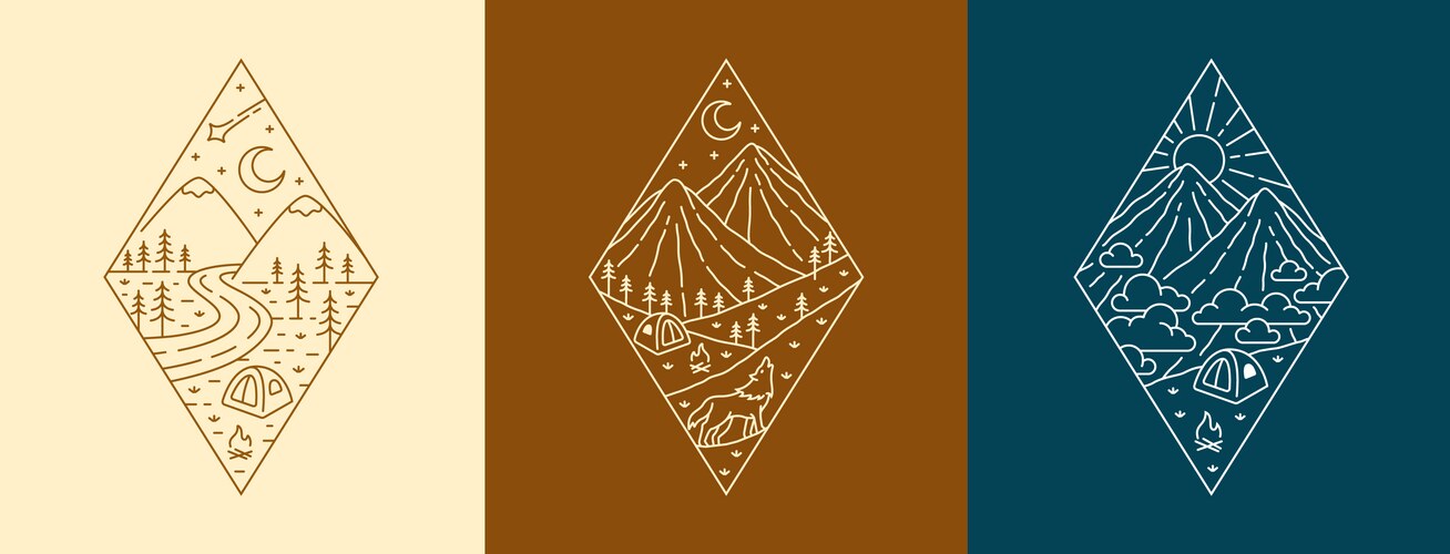 Beautiful nature line art Royalty Free Vector Image