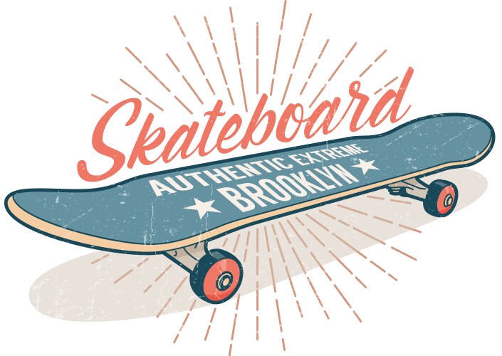 Classic skateboarding logo in old school style Vector Image